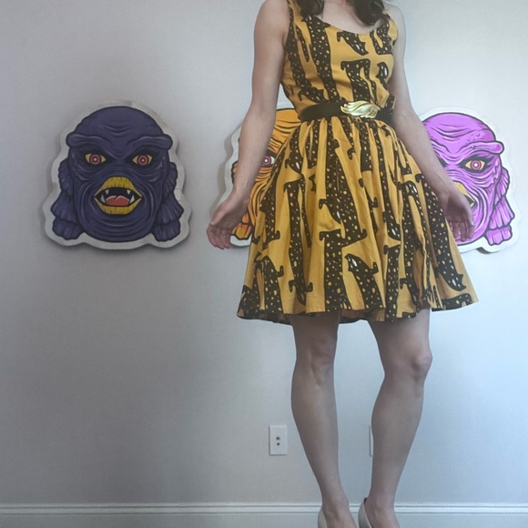Nooworks | Dresses | Nooworks Mini Misty Yellow Cats Small | Poshmark